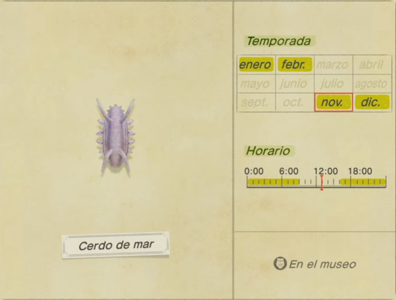 Cerdo de mar - Animal Crossing Enciclopedia