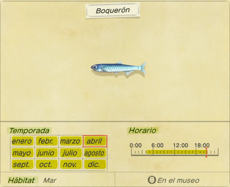 Boquerón (Pez) - Animal Crossing Enciclopedia