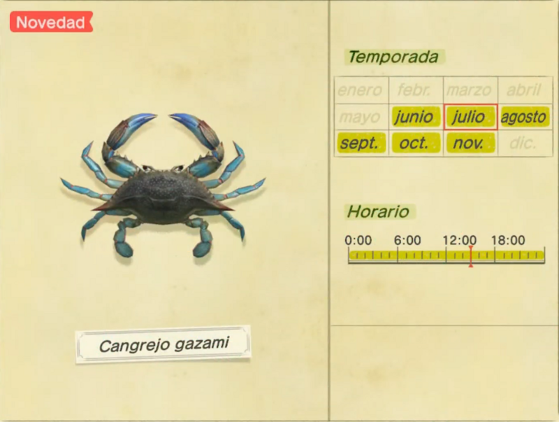 Cangrejo gazami - Animal Crossing Enciclopedia
