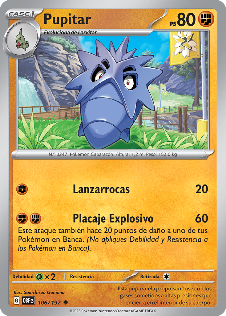 Pupitar (Llamas Obsidianas TCG) - WikiDex, la enciclopedia Pokémon