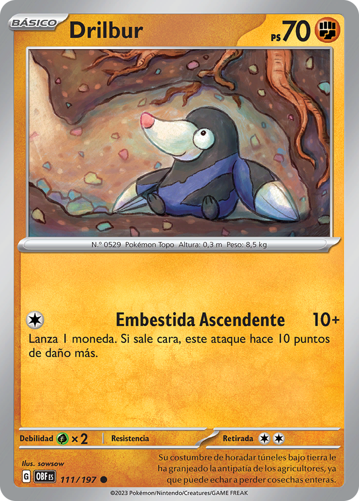 Drilbur (Llamas Obsidianas TCG) - WikiDex, la enciclopedia Pokémon