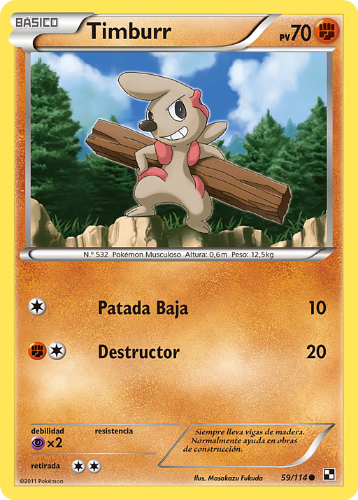 Timburr (Negro y Blanco 59 TCG) - WikiDex, la enciclopedia Pokémon
