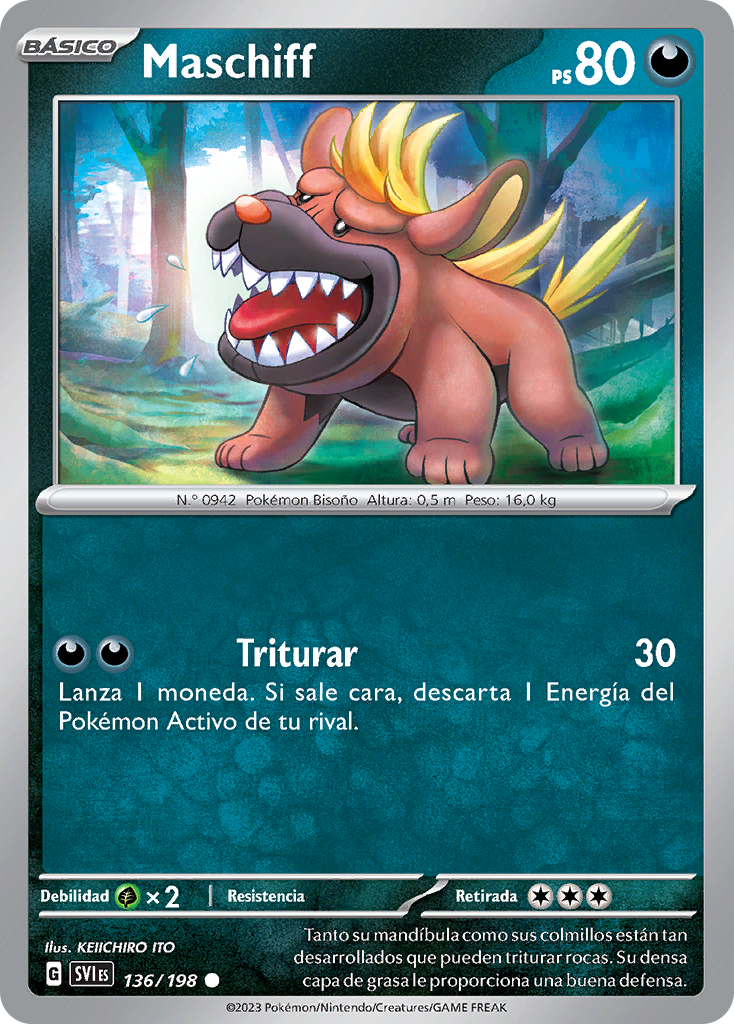 Maschiff (Escarlata y Púrpura 136 TCG) - WikiDex, la enciclopedia Pokémon