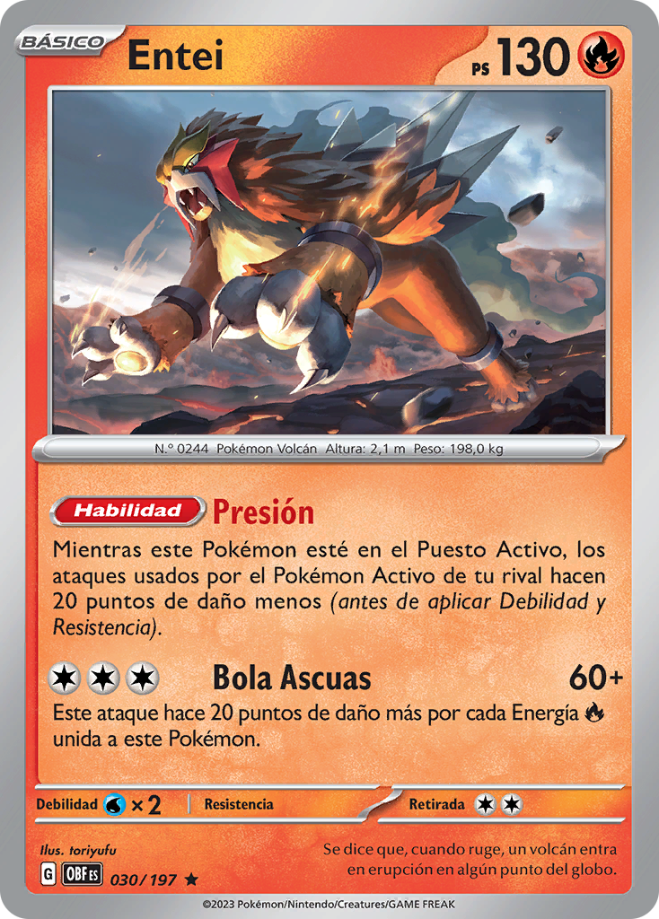 Entei (Llamas Obsidianas TCG) - WikiDex, la enciclopedia Pokémon