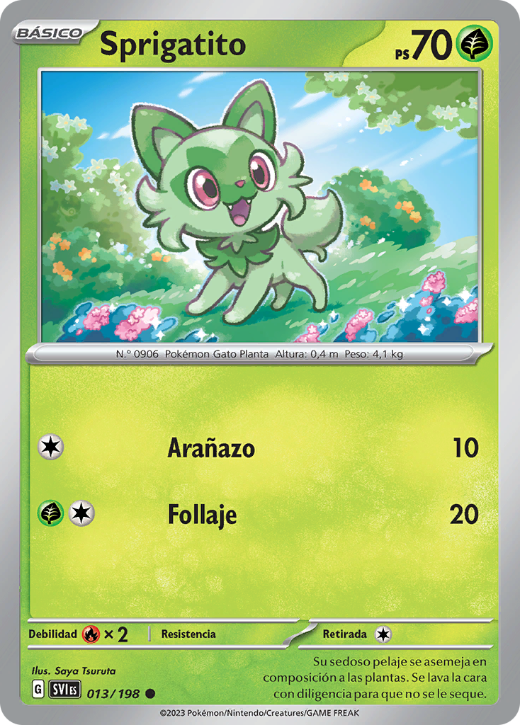 Sprigatito (Escarlata y Púrpura TCG) - WikiDex, la enciclopedia Pokémon