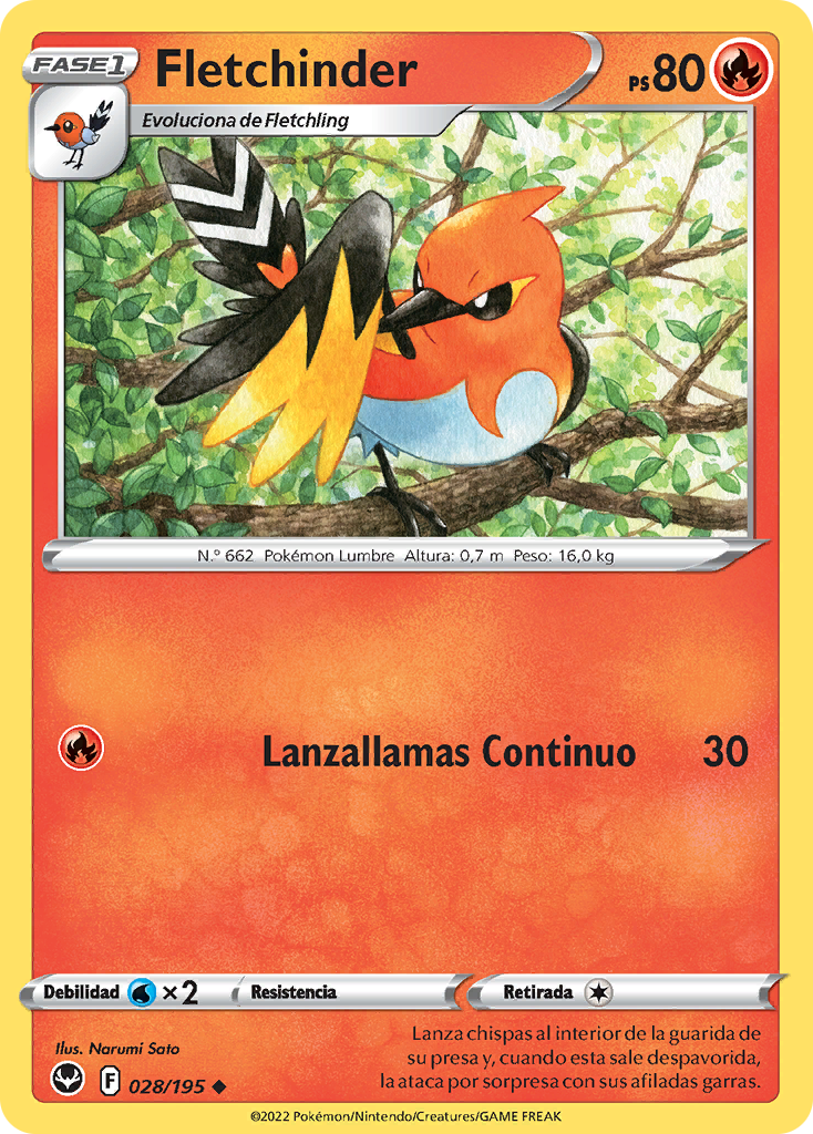 Fletchinder (Tempestad Plateada TCG) - WikiDex, la enciclopedia Pokémon