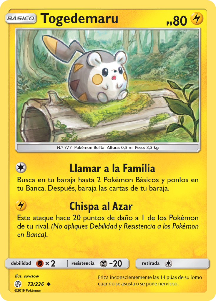 Togedemaru (Eclipse Cósmico 73 TCG) - WikiDex, la enciclopedia Pokémon