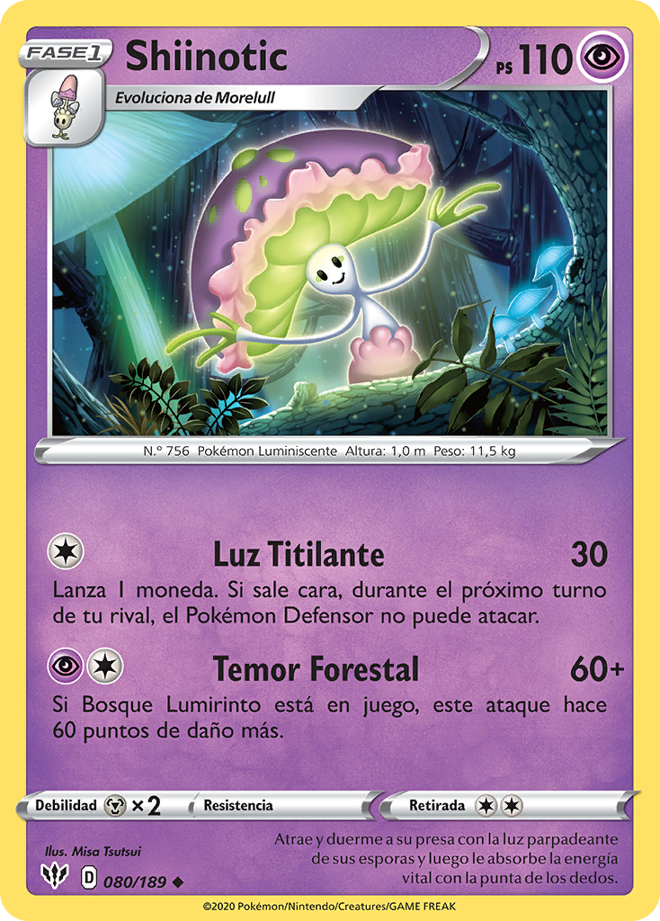 Shiinotic (Oscuridad Incandescente TCG) - WikiDex, la enciclopedia Pokémon