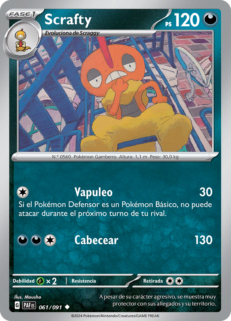 Scrafty (Destinos de Paldea TCG) - WikiDex, la enciclopedia Pokémon