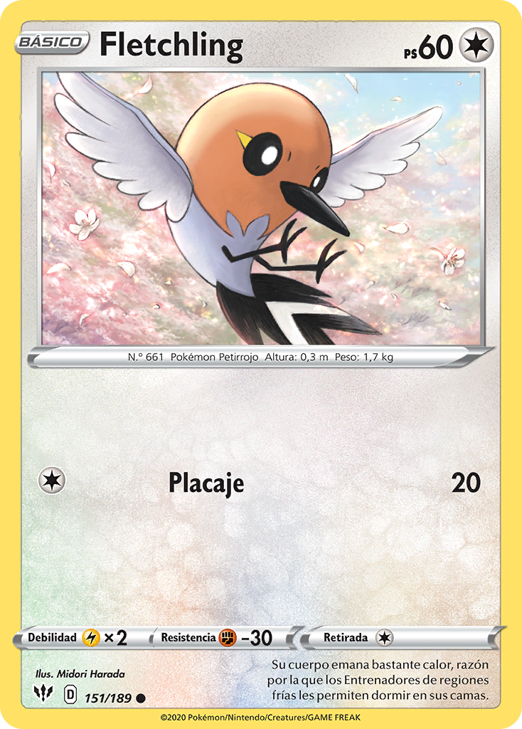Fletchling (Oscuridad Incandescente TCG) - WikiDex, la enciclopedia Pokémon