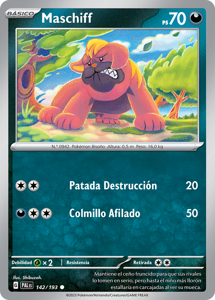 Maschiff (Evoluciones en Paldea 142 TCG) - WikiDex, la enciclopedia Pokémon
