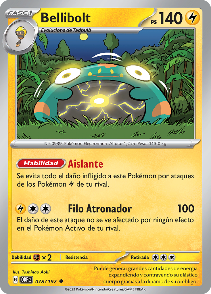 Bellibolt (Llamas Obsidianas 78 TCG) - WikiDex, la enciclopedia Pokémon