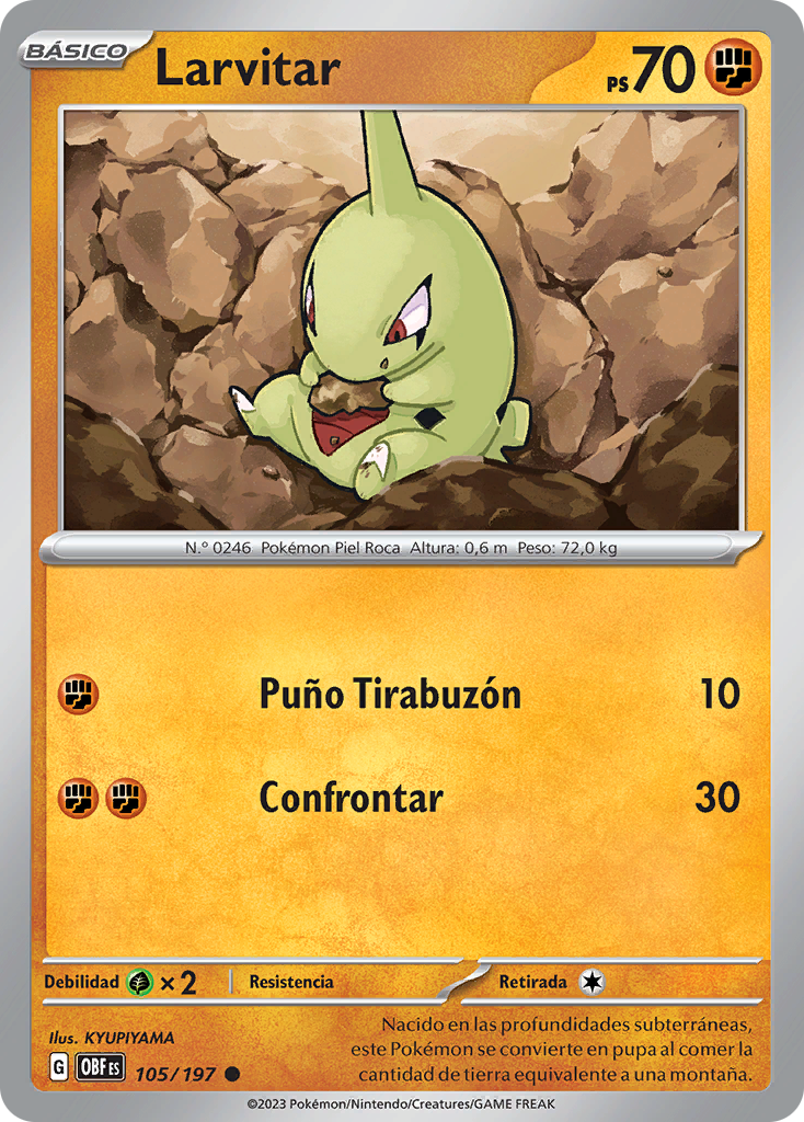 Larvitar (Llamas Obsidianas TCG) - WikiDex, la enciclopedia Pokémon