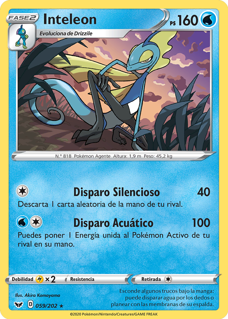 Inteleon (Espada y Escudo 59 TCG) - WikiDex, la enciclopedia Pokémon