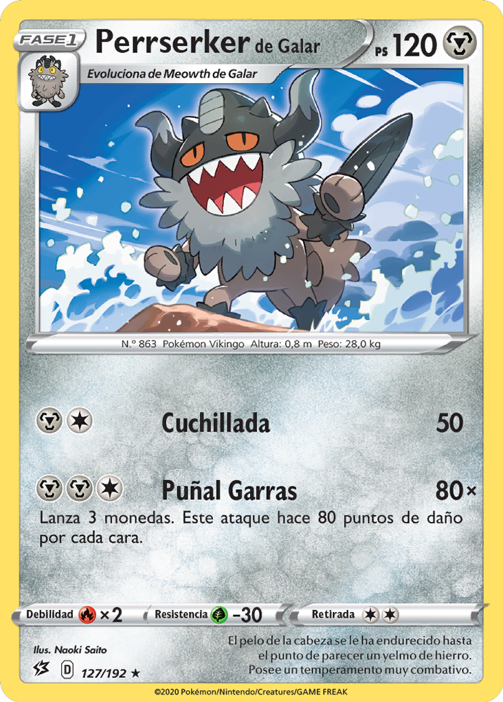 Perrserker de Galar (Choque Rebelde TCG) - WikiDex, la enciclopedia Pokémon