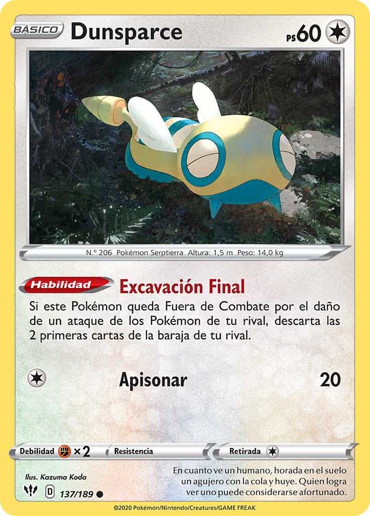 Dunsparce (Oscuridad Incandescente TCG) - WikiDex, la enciclopedia Pokémon