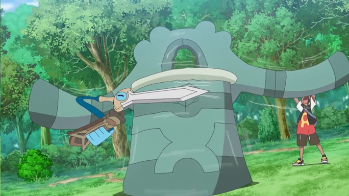 Archivo:EP1264 Honedge golpeando a Bronzong para hacer ruido.png ...