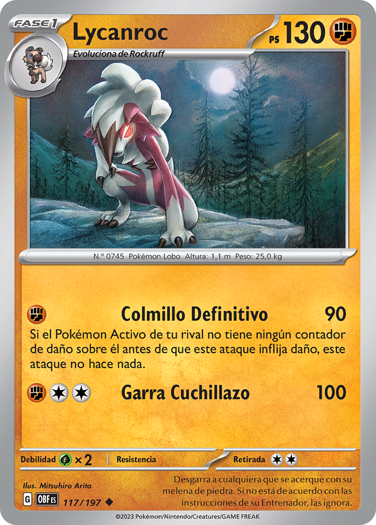 Lycanroc (Llamas Obsidianas TCG) - WikiDex, la enciclopedia Pokémon