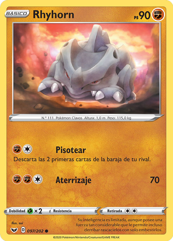 Rhyhorn (Espada y Escudo 97 TCG) - WikiDex, la enciclopedia Pokémon