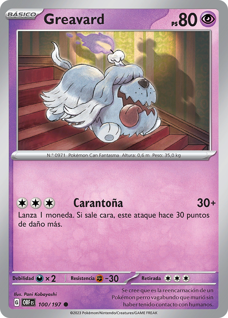 Greavard (Llamas Obsidianas 100 TCG) - WikiDex, la enciclopedia Pokémon