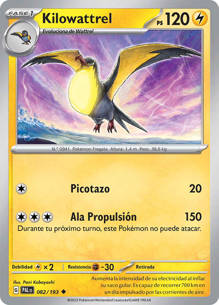 Kilowattrel (Evoluciones en Paldea TCG) - WikiDex, la enciclopedia Pokémon