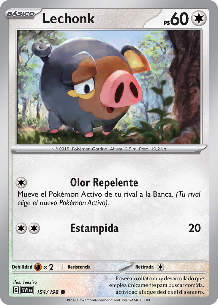 Lechonk (Escarlata y Púrpura 154 TCG) - WikiDex, la enciclopedia Pokémon