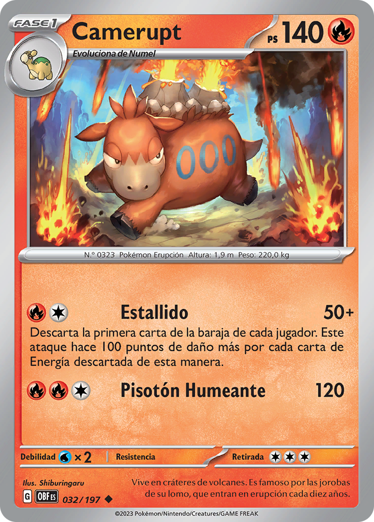 Camerupt (Llamas Obsidianas TCG) - WikiDex, la enciclopedia Pokémon