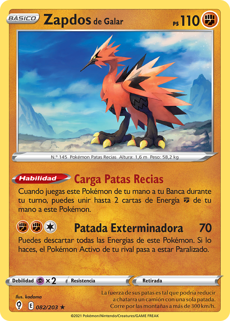 Zapdos de Galar (Cielos Evolutivos TCG) - WikiDex, la enciclopedia Pokémon