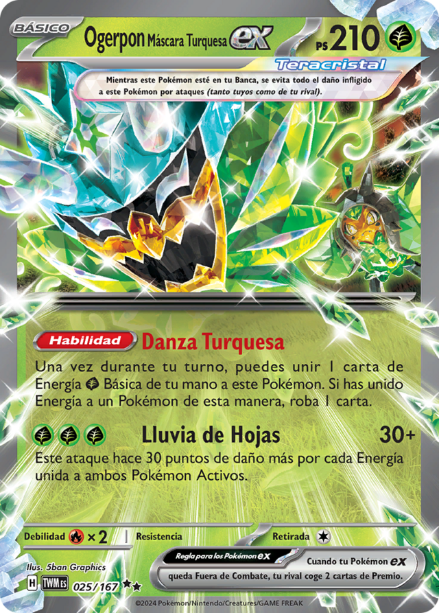 Ogerpon Máscara Turquesa ex (Mascarada Crepuscular TCG) - WikiDex, la enciclopedia Pokémon