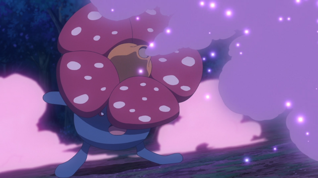 Archivo:EP1330 Vileplume usando polvo veneno.png - WikiDex, la enciclopedia Pokémon