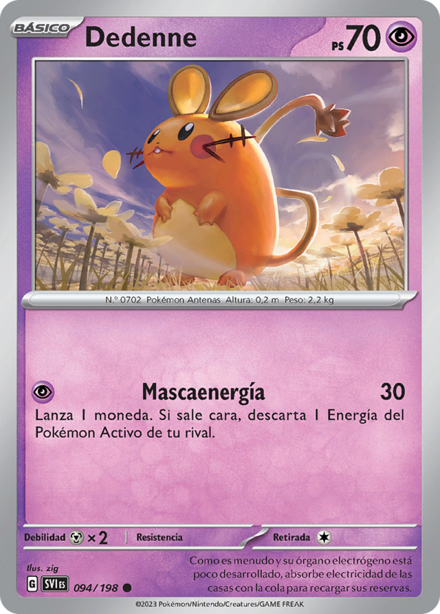 Dedenne (Escarlata y Púrpura 94 TCG) - WikiDex, la enciclopedia Pokémon