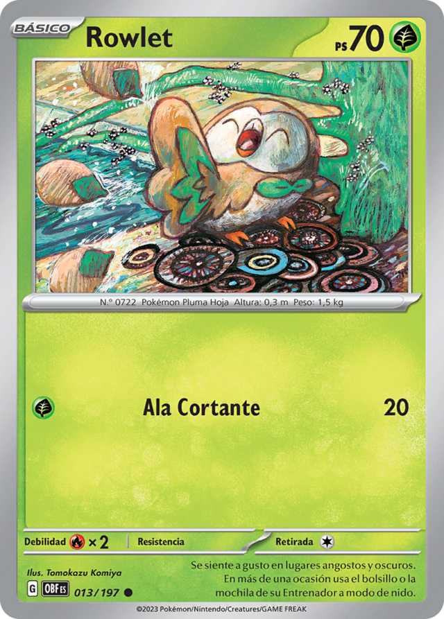 Rowlet (Llamas Obsidianas TCG) - WikiDex, la enciclopedia Pokémon
