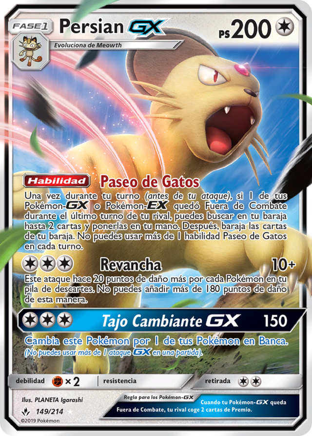 Persian-GX (Vínculos Indestructibles TCG) - WikiDex, la enciclopedia Pokémon