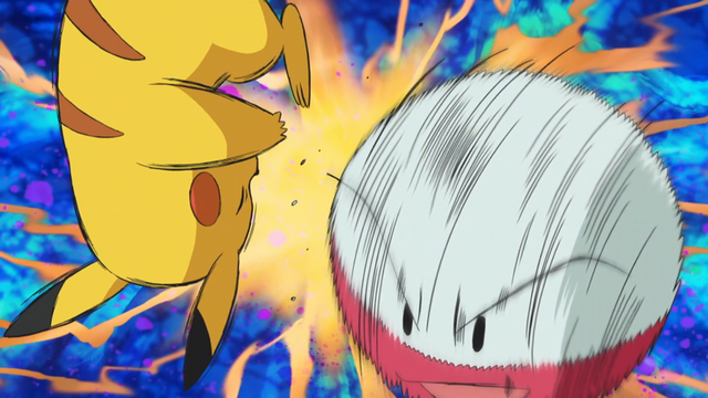 Archivo:EP1107 Electrode VS Pikachu.png - WikiDex, la enciclopedia Pokémon