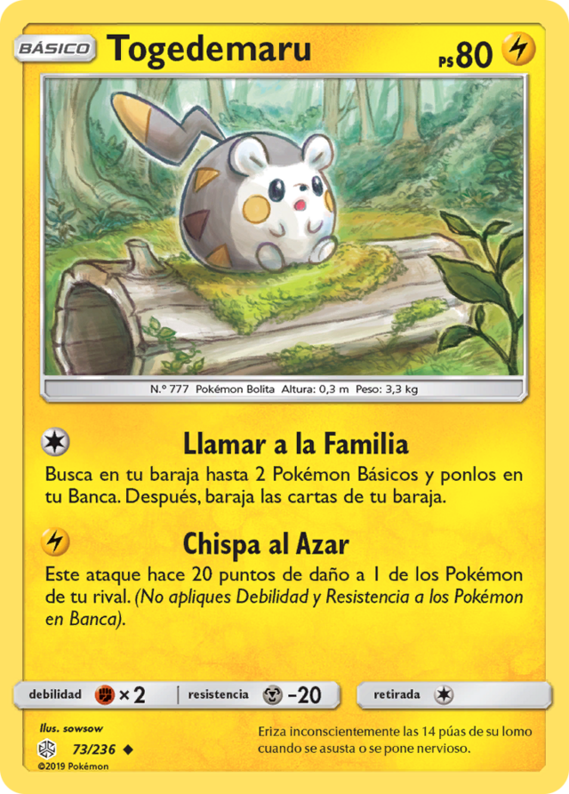 Togedemaru (Eclipse Cósmico 73 TCG) - WikiDex, la enciclopedia Pokémon