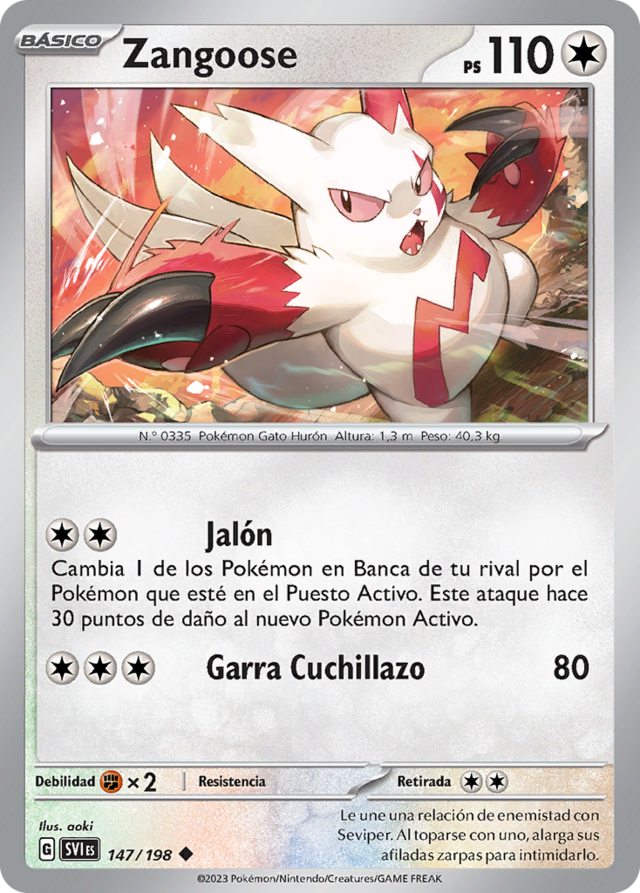 Zangoose (Escarlata y Púrpura 147 TCG) - WikiDex, la enciclopedia Pokémon
