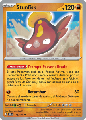 Stunfisk (Llamas Obsidianas TCG) - WikiDex, la enciclopedia Pokémon