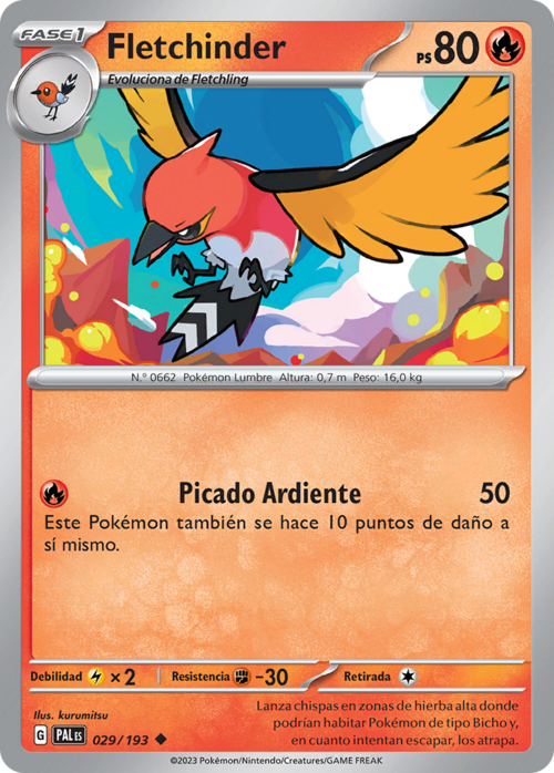 Fletchinder (Evoluciones en Paldea TCG) - WikiDex, la enciclopedia Pokémon