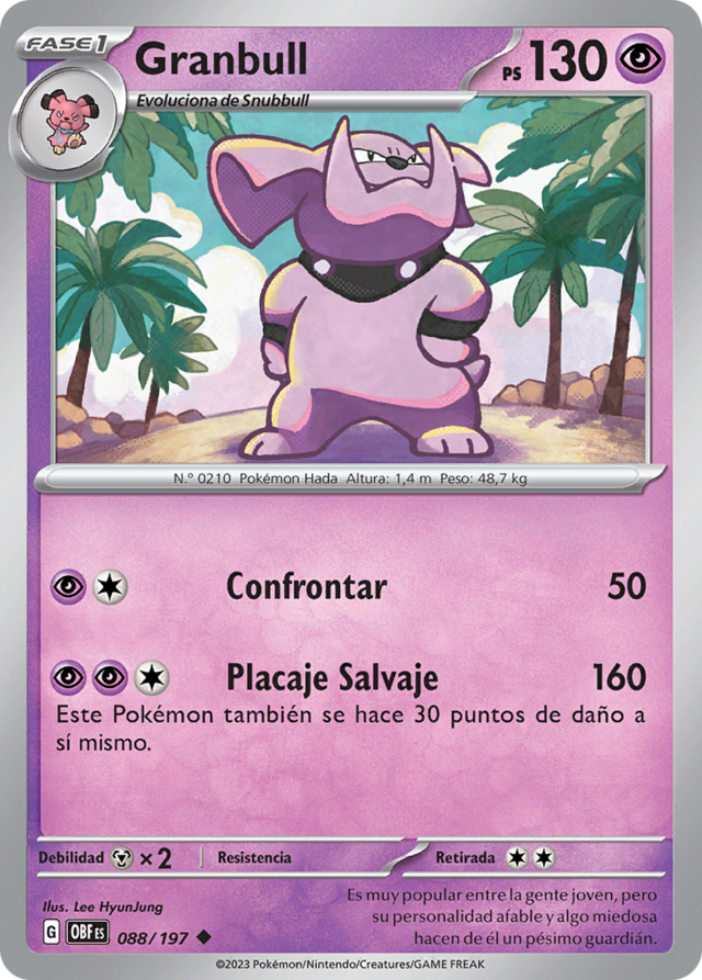 Granbull (Llamas Obsidianas TCG) - WikiDex, la enciclopedia Pokémon