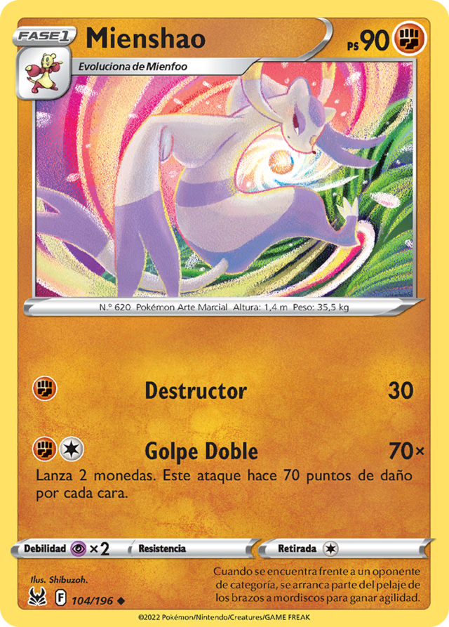 Mienshao (Origen Perdido TCG) - WikiDex, la enciclopedia Pokémon