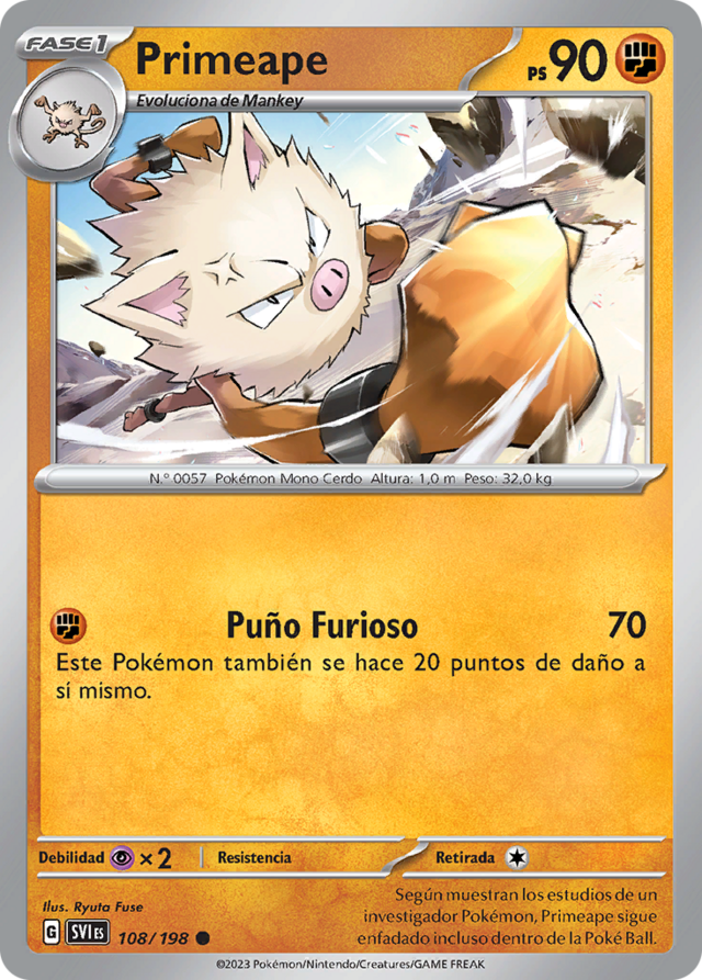 Primeape (Escarlata y Púrpura TCG) - WikiDex, la enciclopedia Pokémon