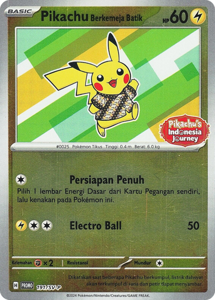 Pikachu Wearing a Batik Shirt (SV-P Promo ITCG) - WikiDex, la enciclopedia Pokémon