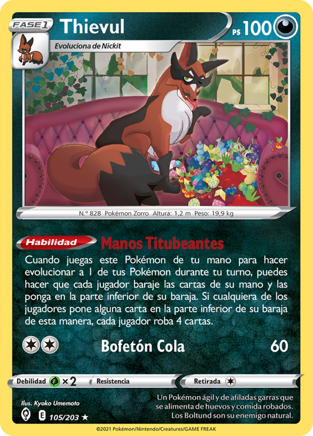 Thievul (Cielos Evolutivos TCG) - WikiDex, la enciclopedia Pokémon