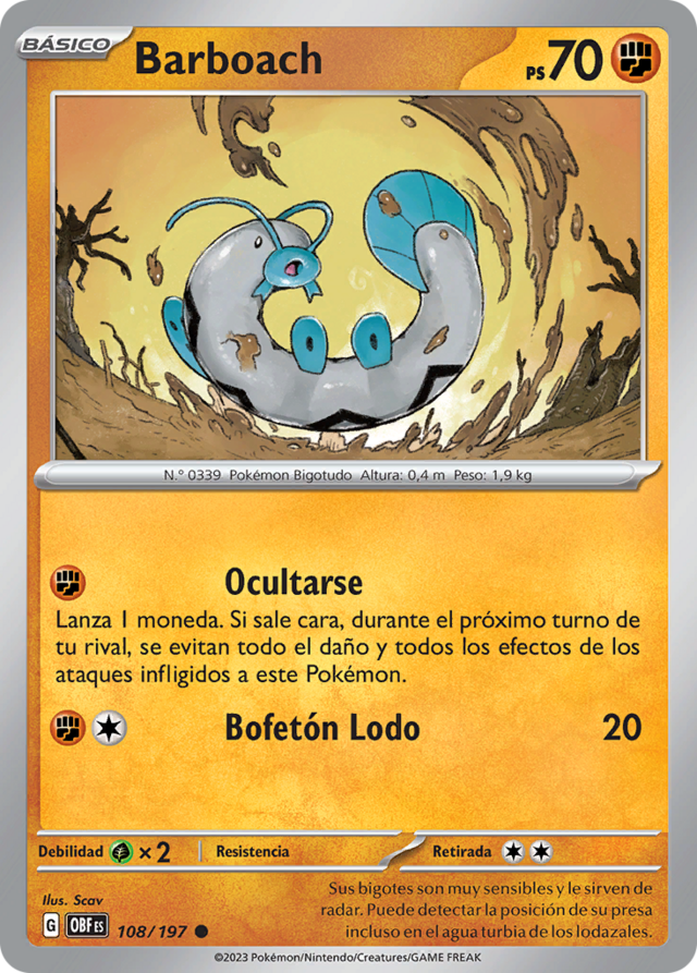 Barboach (Llamas Obsidianas TCG) - WikiDex, la enciclopedia Pokémon