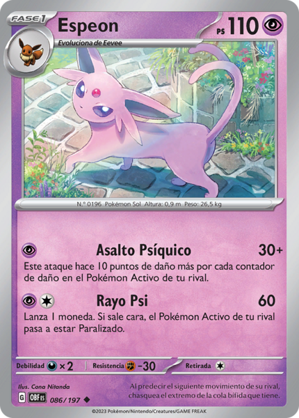 Espeon (Llamas Obsidianas TCG) - WikiDex, la enciclopedia Pokémon