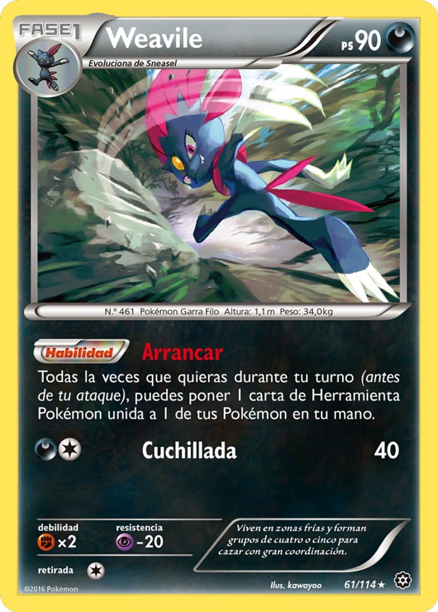 Weavile (Asedio de Vapor TCG) - WikiDex, la enciclopedia Pokémon