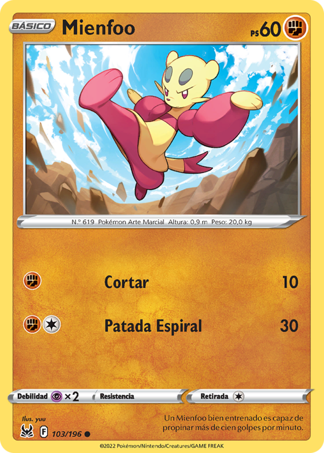 Mienfoo (Origen Perdido TCG) - WikiDex, la enciclopedia Pokémon