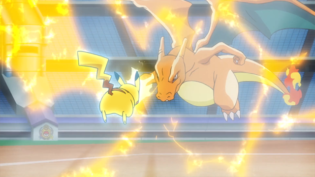 Archivo:EP1102 Pikachu VS Charizard.png - WikiDex, la enciclopedia Pokémon